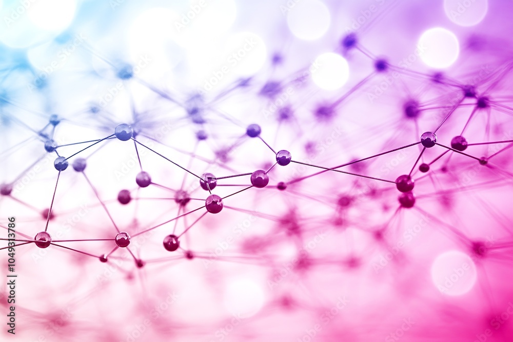 Abstract Network Structure with Vibrant Pink and Blue Connected Nodes ...