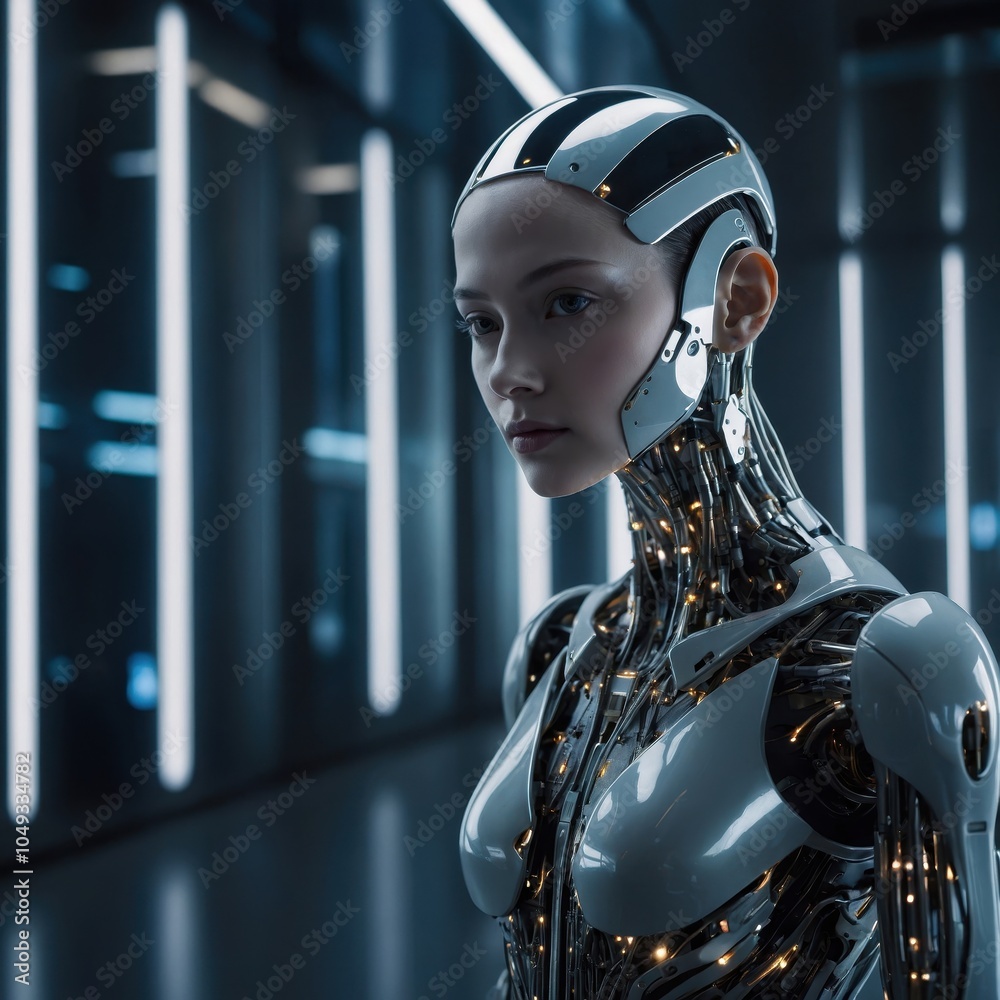 A humanoid female robot envisioned as a future human assistant, with a ...