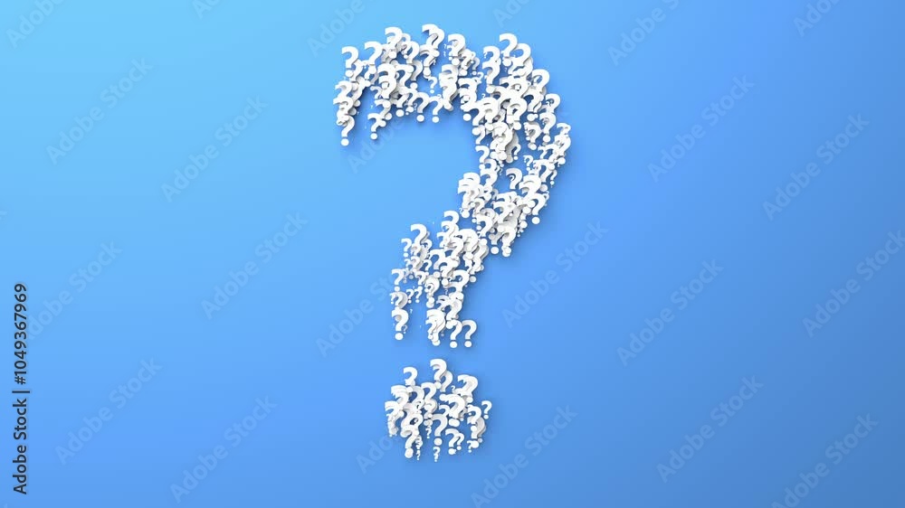 question mark made of more question marks 3d animation background loop. Can be used to represent ...