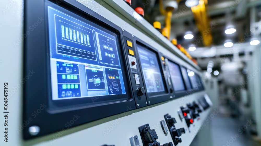 Human-machine interface (HMI): Industrial control panel with touch ...