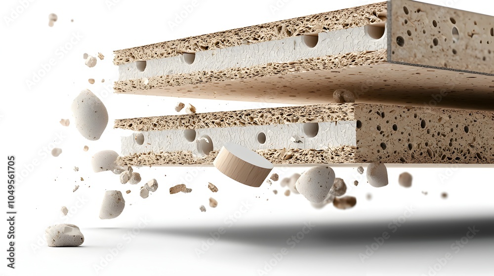 Close up cross section view showcasing the layered structure and ...