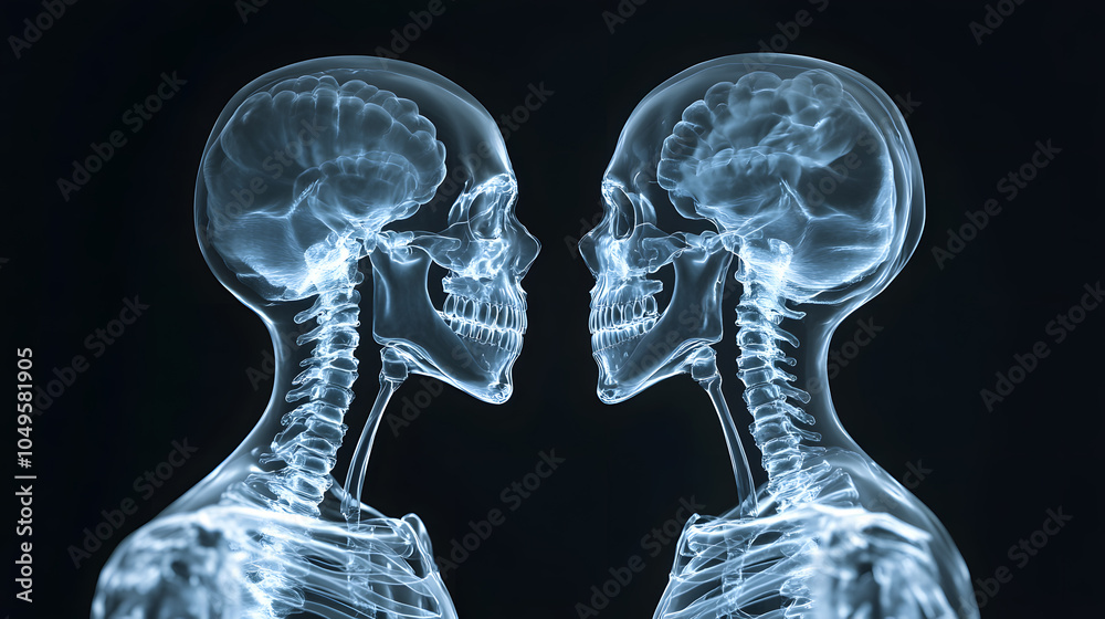 Two skulls are shown side by side, one of which is missing its face ...