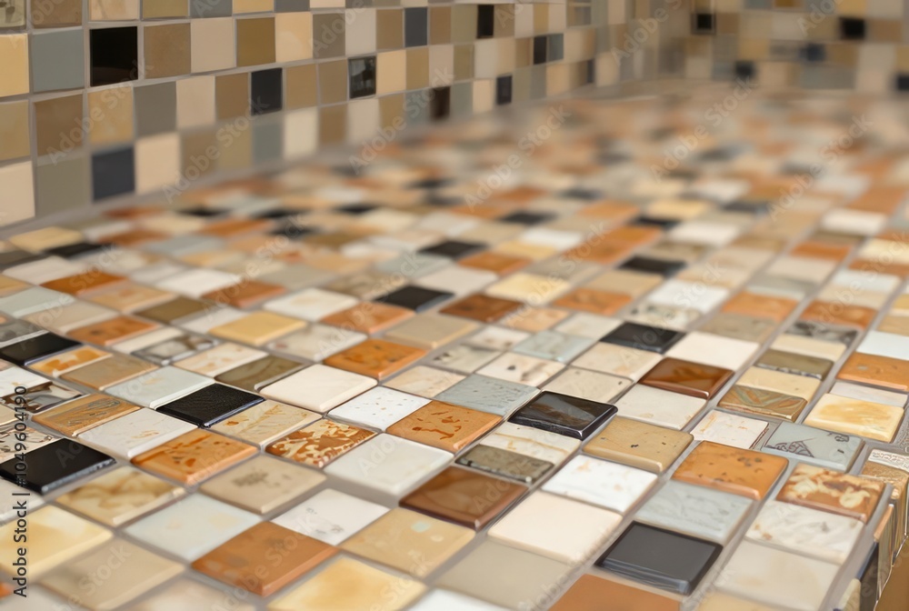 Mosaic Tile Countertop A close up of a mosaic tile countertop wi Stock ...