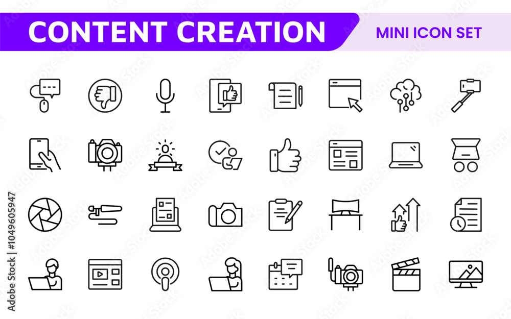 Content Creation Icon Set. Creative and versatile icons for bloggers ...