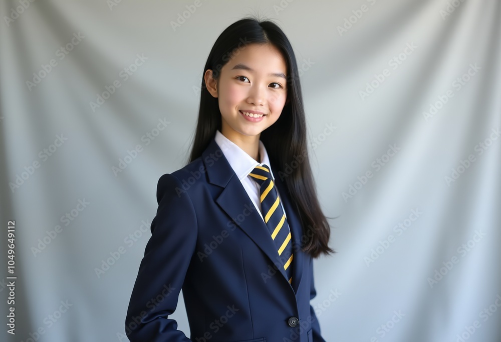Bright and Cheerful Yearbook Portrait of a 15-Year-Old Chinese Girl ...