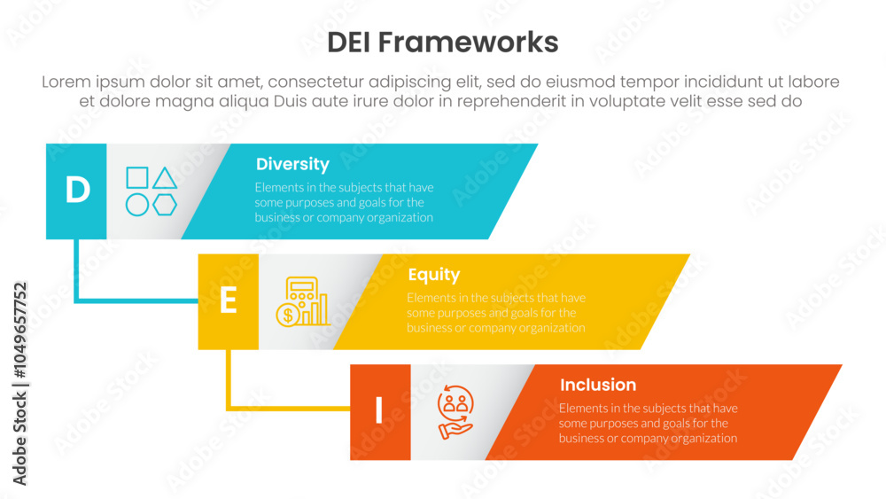 Póster DEI organizational frameworks infographic 3 point with vertical ...