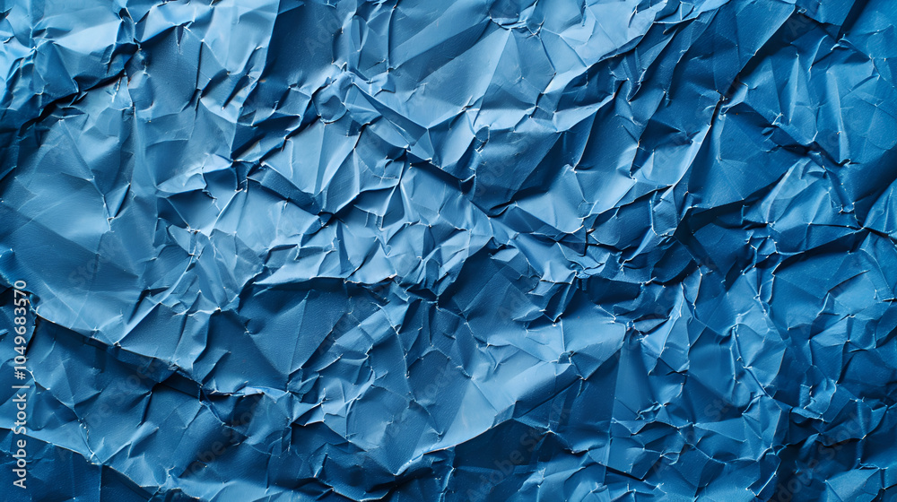 Background made of blue crumpled foil,Blue crumpled paper use for ...