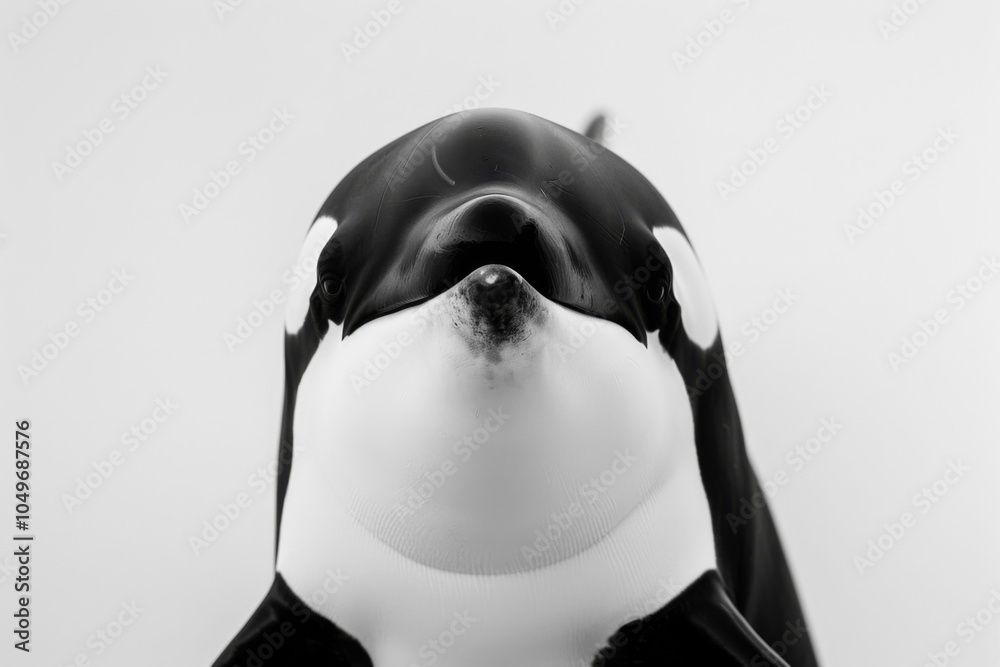 Close-up of a majestic orca whale, showcasing its distinctive black and ...