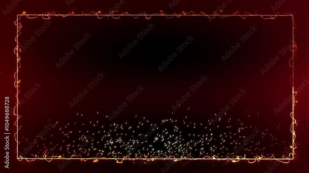 neon border frame, golden glowing border, rectangle, square, frame ...