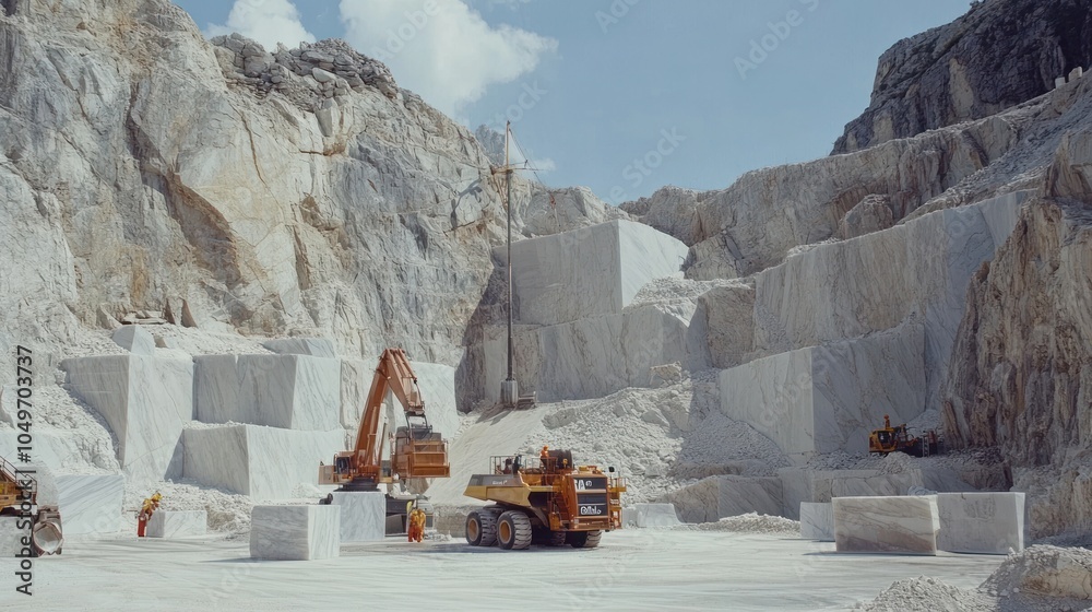 Photo & Art Print a marble quarry where the mining process is underway ...