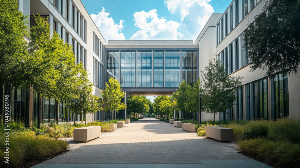 Daytime view of university building exterior фотография Stock | Adobe Stock