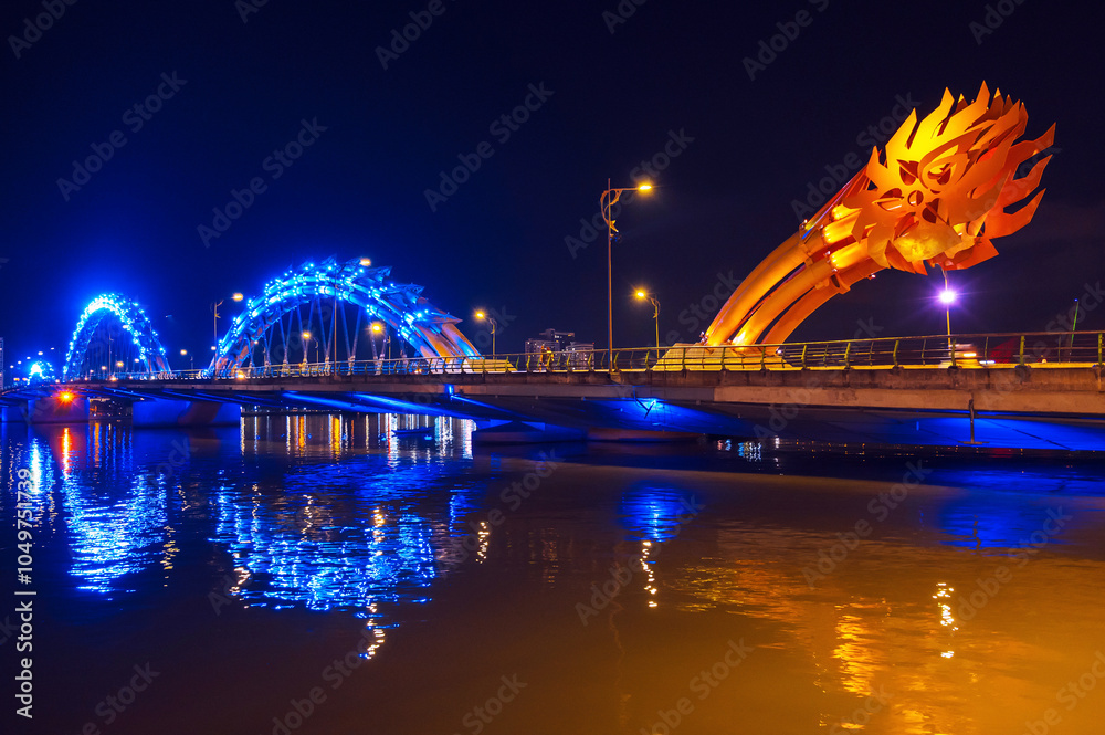 Dragon Bridge or Cau Rong Bridge over Han River is a famous landmark in ...
