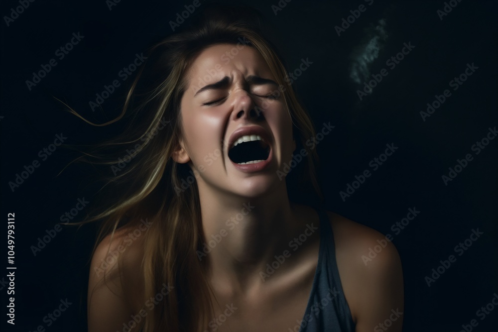 Portrait of Sad Crying young Woman being Harrased and Bullied by Her Partner. Domestic Violence ...