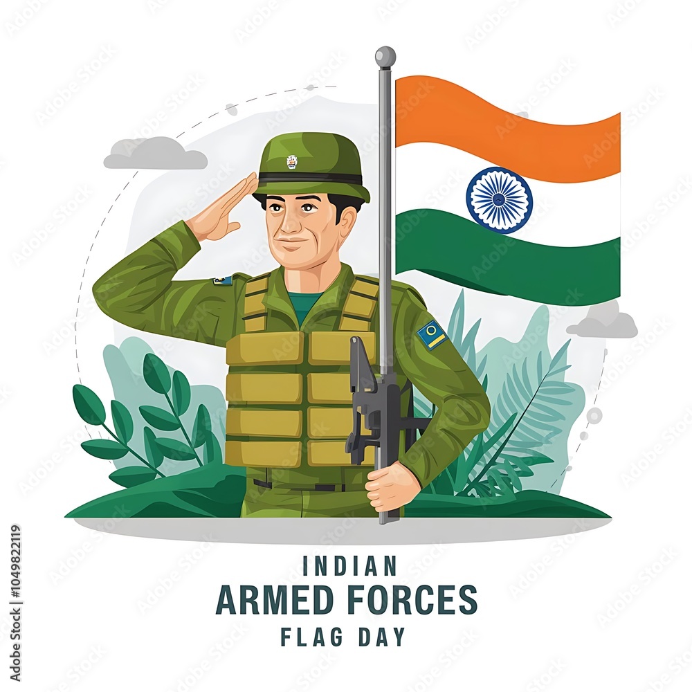 ภาพประกอบสต็อก Armed Forces Flag Day, Indian Armed Forces Flag Day ...