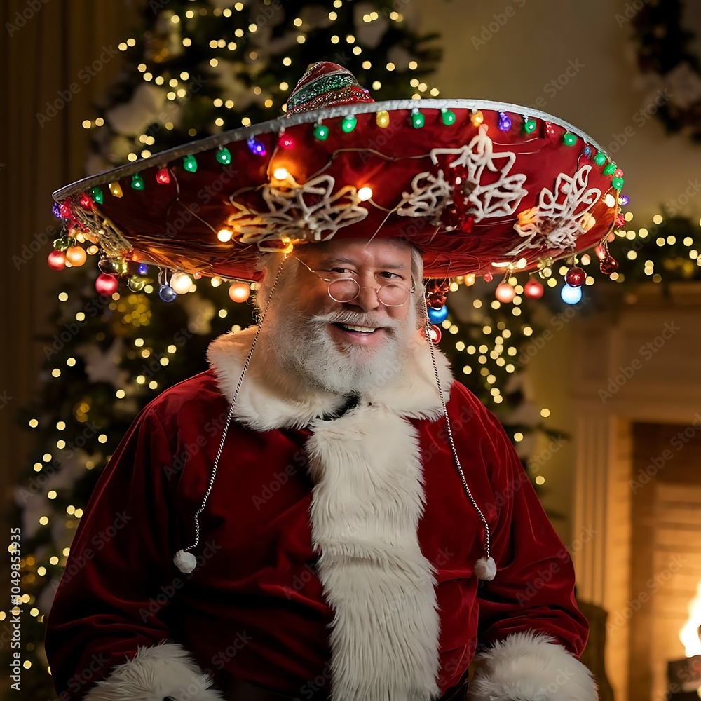 Santa Claus in Sombrero Festive Christmas Mexican Holiday feliz navidad ...
