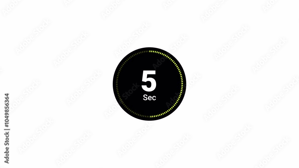 Circle countdown timer ten seconds animation from 10 to 0 seconds on transparent background with ...