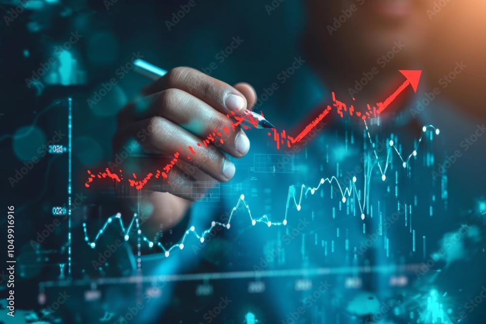 Businessman illustrating growth trends and future projections from 2024 ...