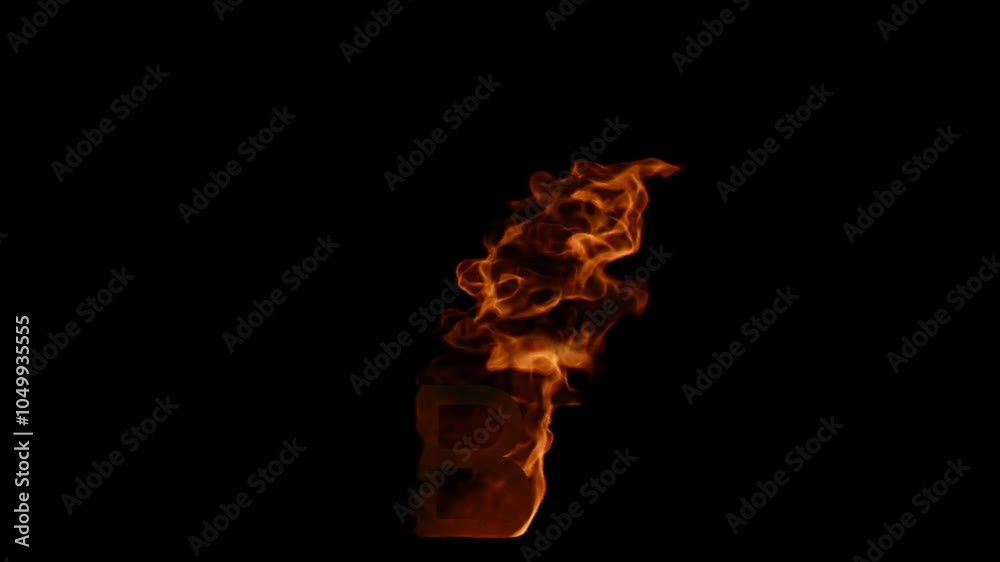 The letter B burning on transparent background 3d rendering of letter ...
