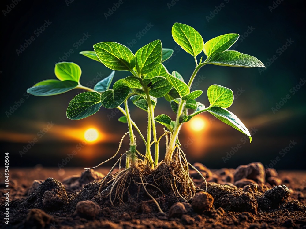 Soybean Plant with Roots in Soil - Conceptual Photography of ...