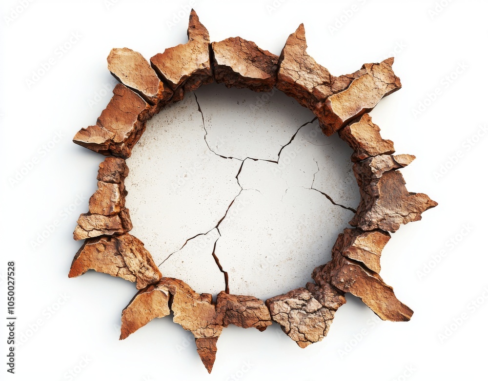 A 3D earthquake destruction frame is designed with a ruined cement wall ...