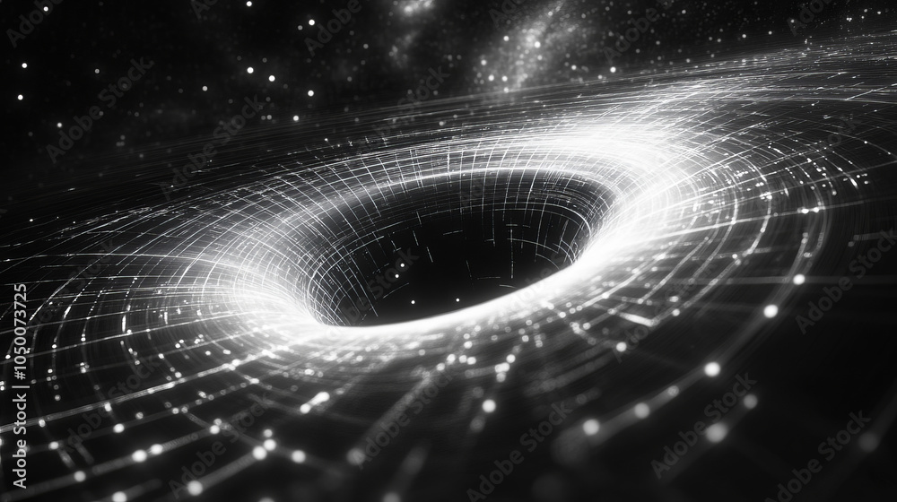 Colorful abstract background with contored spacetime grid waves and ...