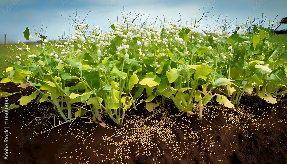 white mustard plants grow green manure fertilizer garden beds autumn ...