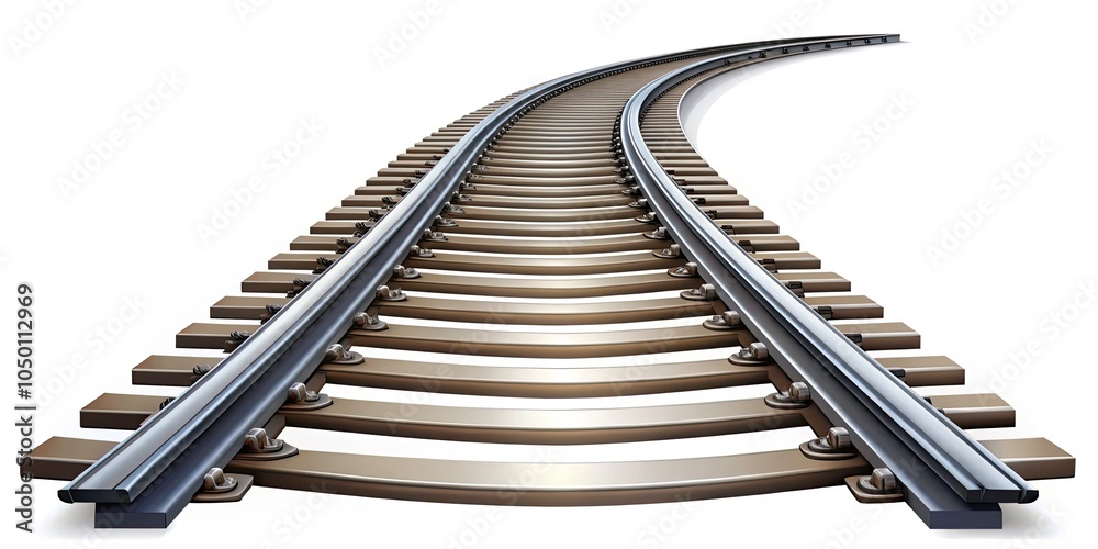 Curved and Straight Railroad Tracks Vector Illustration â€“ Train Path ...