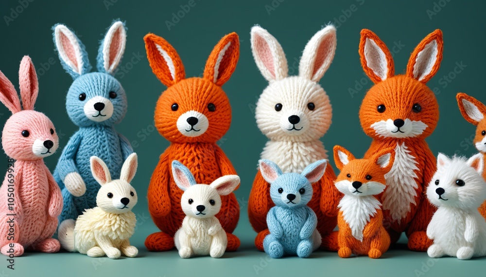A delightful collection of yarn animals, including a fluffy bunny and a ...