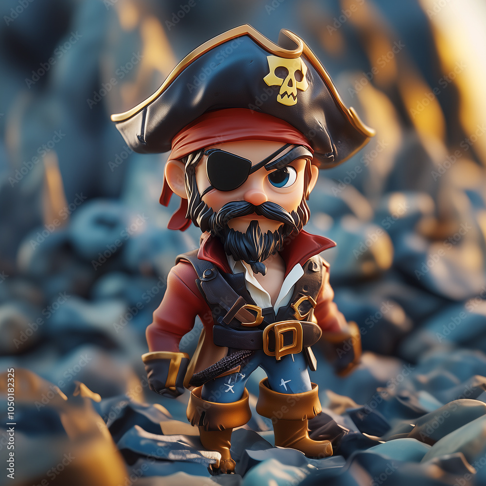 an avatar of a fierce pirate captain with an eye patch, tricorn hat ...