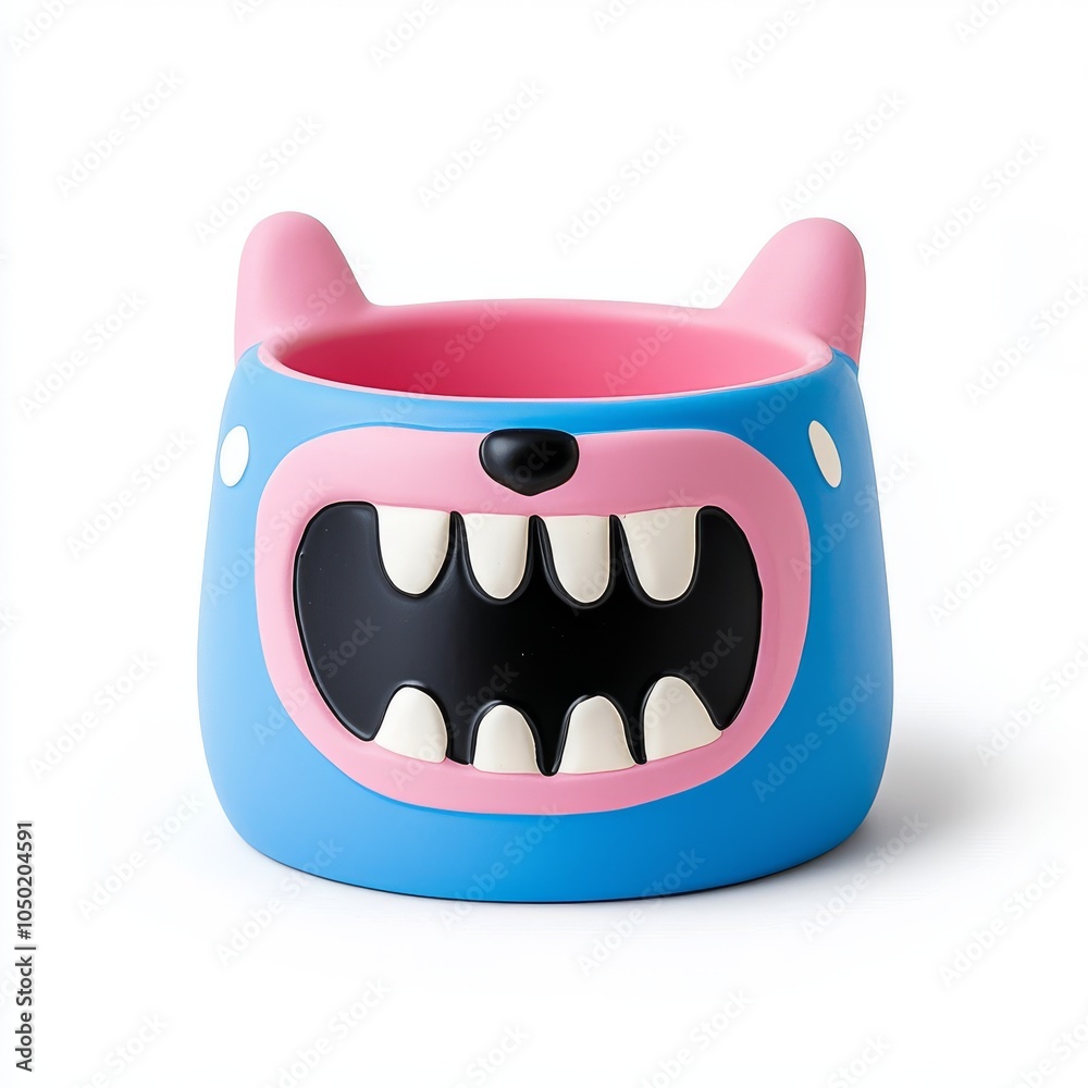 Colorful, playful blue ceramic pot with a large toothy grin, ideal for ...