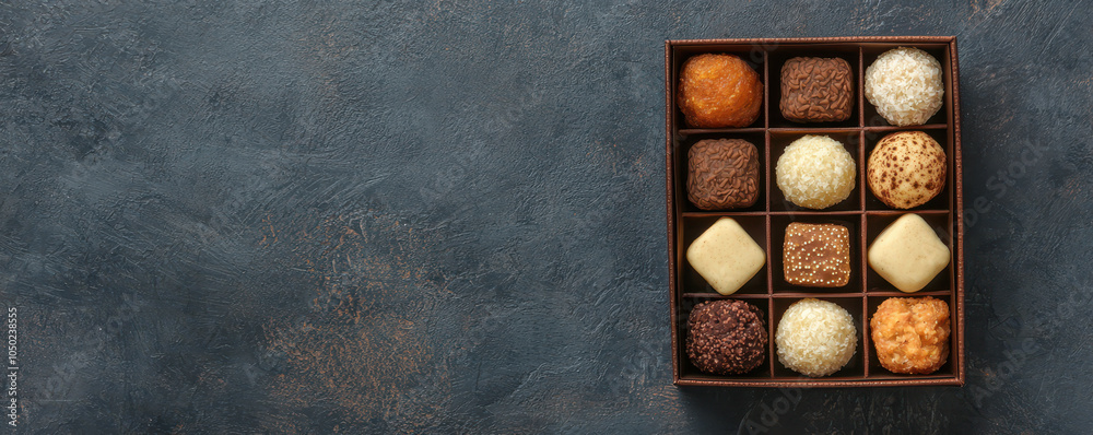 Delight in close up view of traditional Indian sweets arranged ...