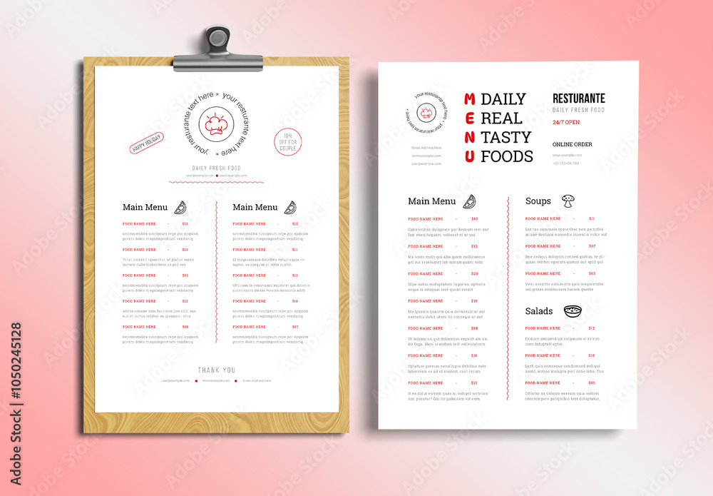 Restaurant Menu Layout Stock Template | Adobe Stock