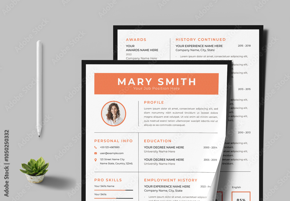Modern Resume Template Layout Stock Template | Adobe Stock