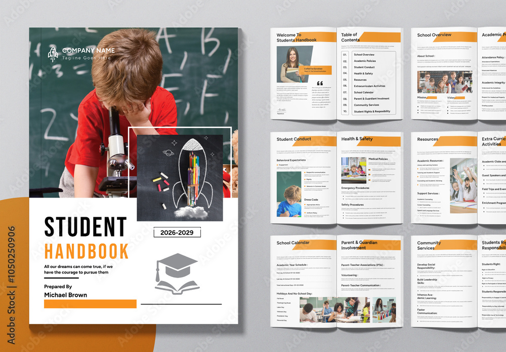 Student Handbook Template Layout Stock Template | Adobe Stock