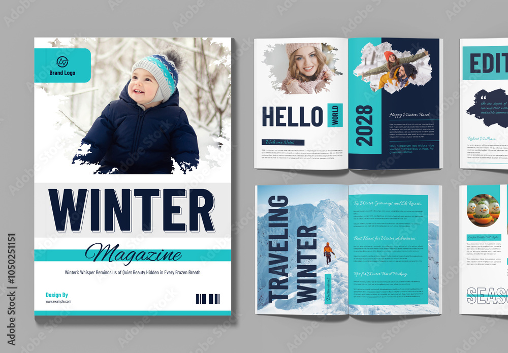 Winter Magazine Layout Design Stock Template | Adobe Stock