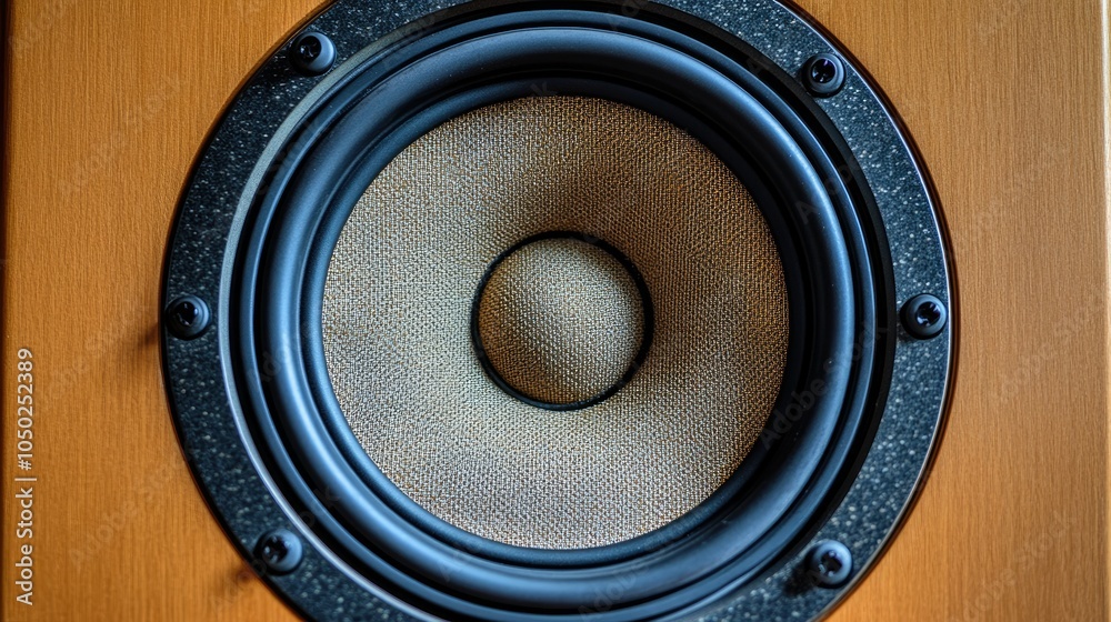 Acoustic speaker with its front grille removed, revealing the internal ...