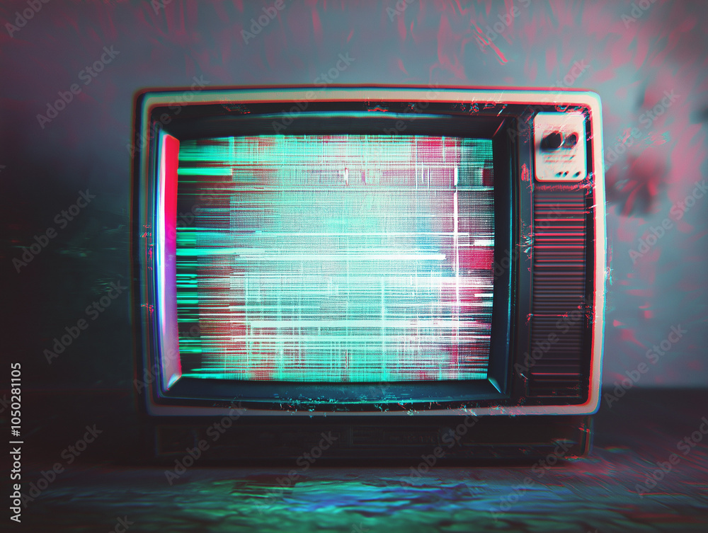 Old-school 90s TV glitch effect featuring horizontal scan lines ...