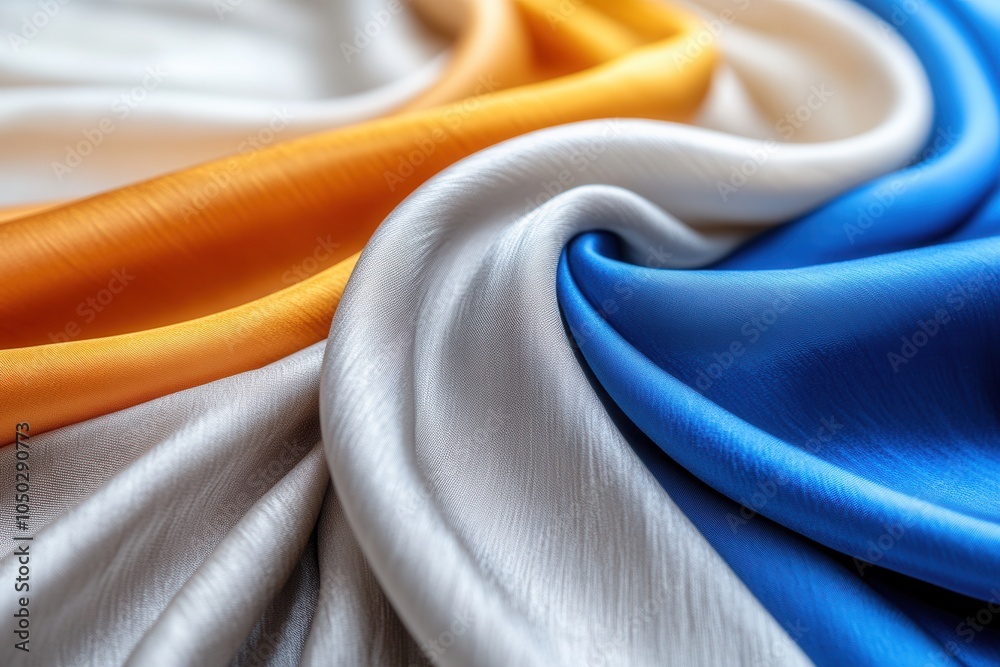 The natural silk fabric displays a luxurious play of light, enhancing ...