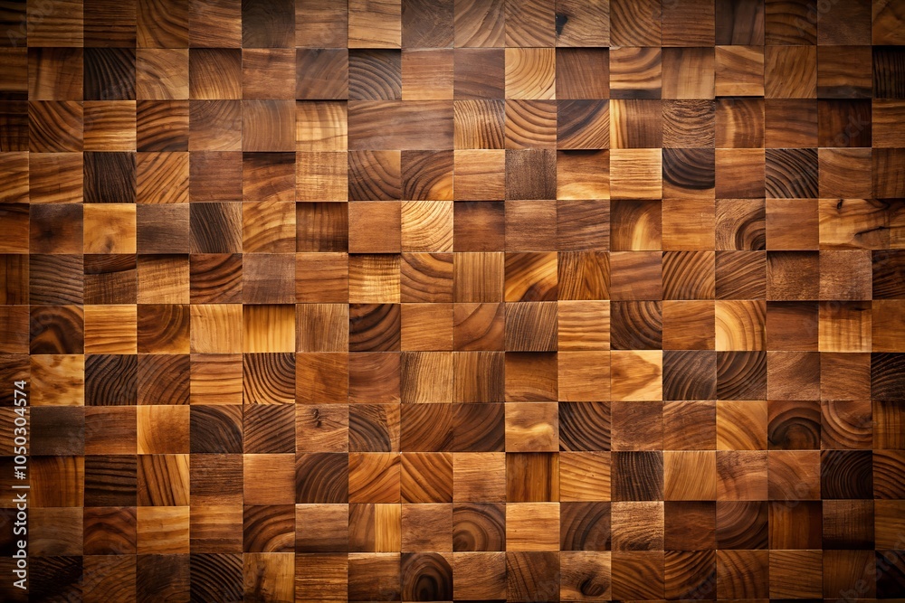 Square-patterned dark oiled butcher block background, combining rustic ...