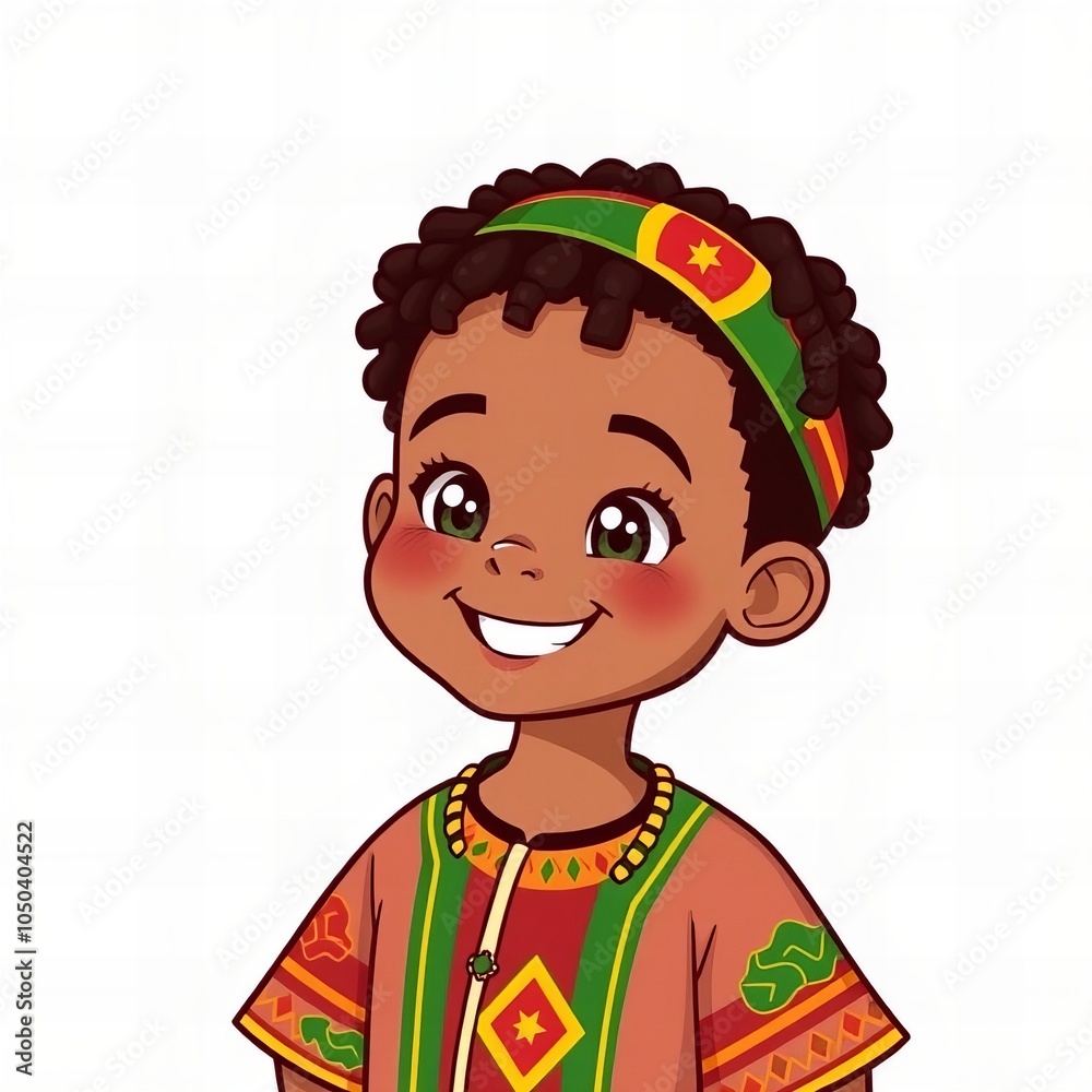 cartoon african boy in traditional clothing. Stock Photo | Adobe Stock