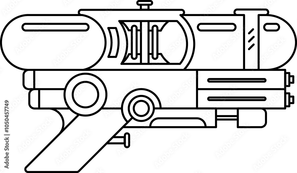 Water Gun Outline: A detailed outline illustration of a water gun ...