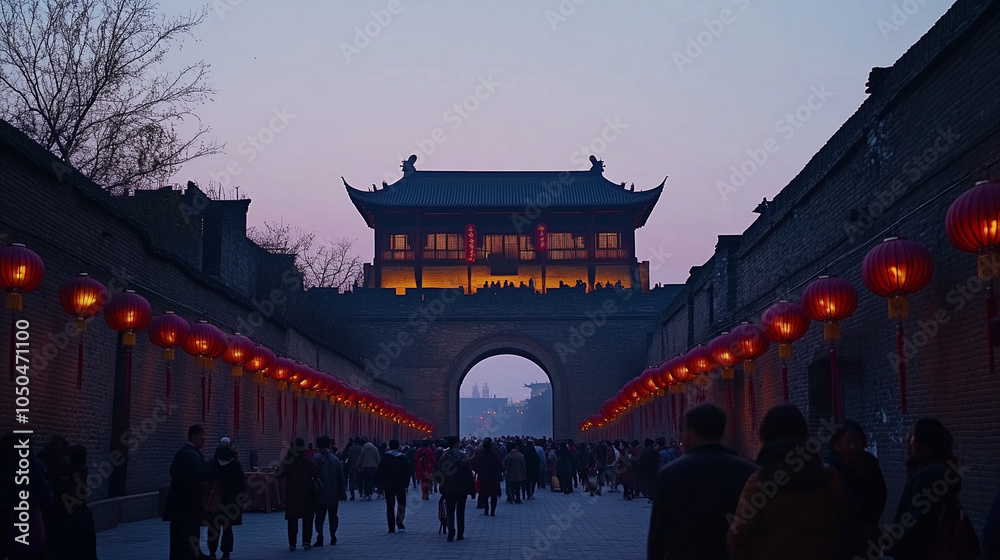 Xi'an Ancient Culture, the magnificent view of Xi'an Old City Gate with ...