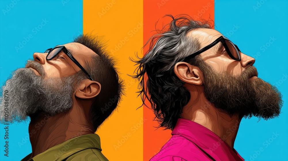 Two men with different colored beards, one with a white beard and the ...