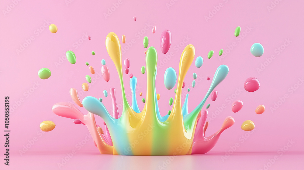 A vibrant advertisement using 3D liquid fonts that appear to drip and ...