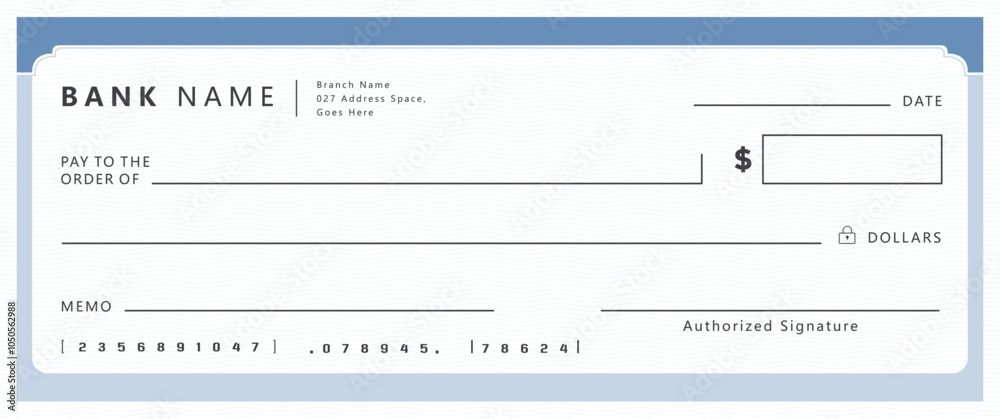 Bank check, vector blank money cheque, checkbook template with ...