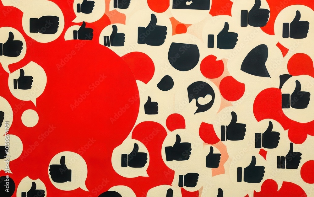 An abstract arrangement of thumbs-up and thumbs-down icons alongside ...