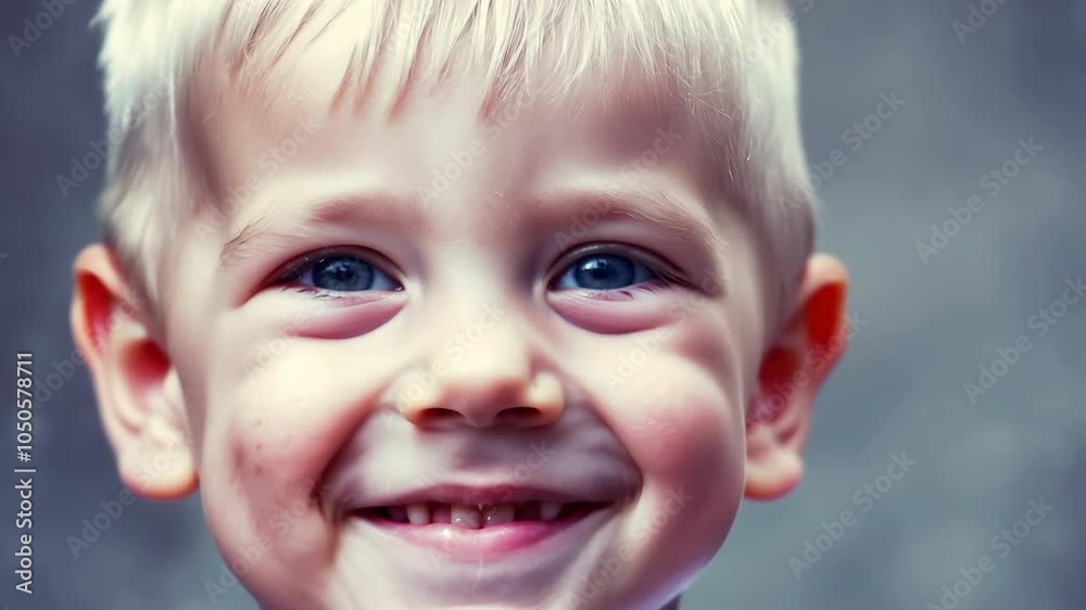 Funny little albino boy with white hair. Pretty blond child model ...