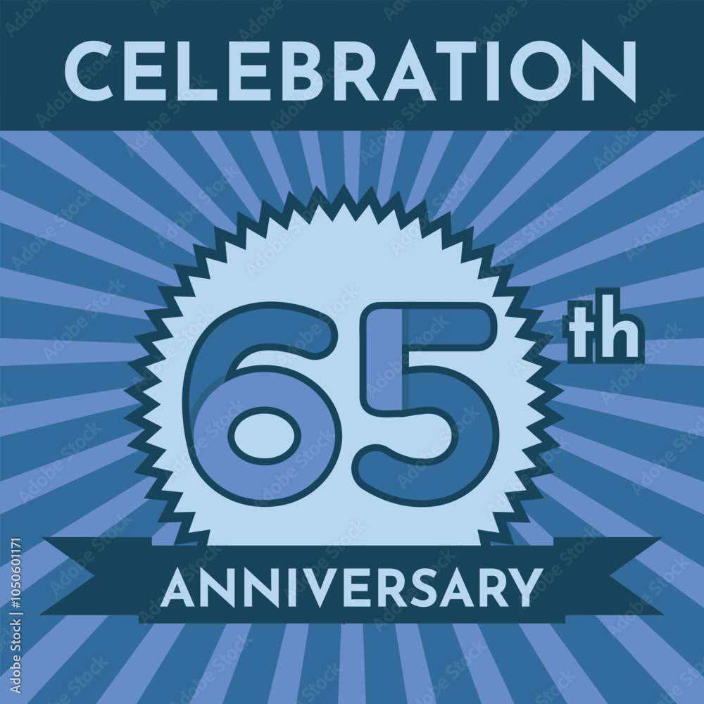 Celebration 65th Anniversary - Blue Layout. Circular Zig Zag Seal with ...