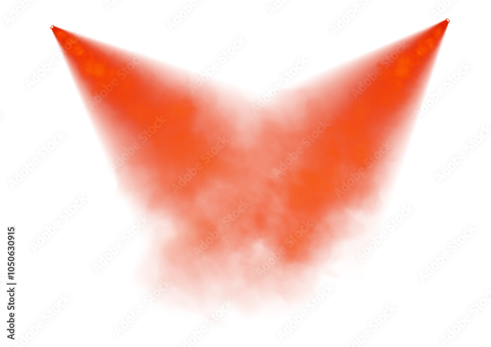 Stage with directional red light and light smoke, neon light, empty ...