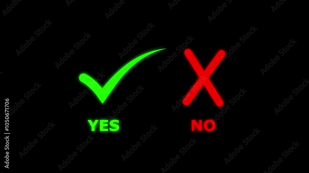 Tick or check mark and cross mark signs icon animation. False and true, right and wrong. Correct ...
